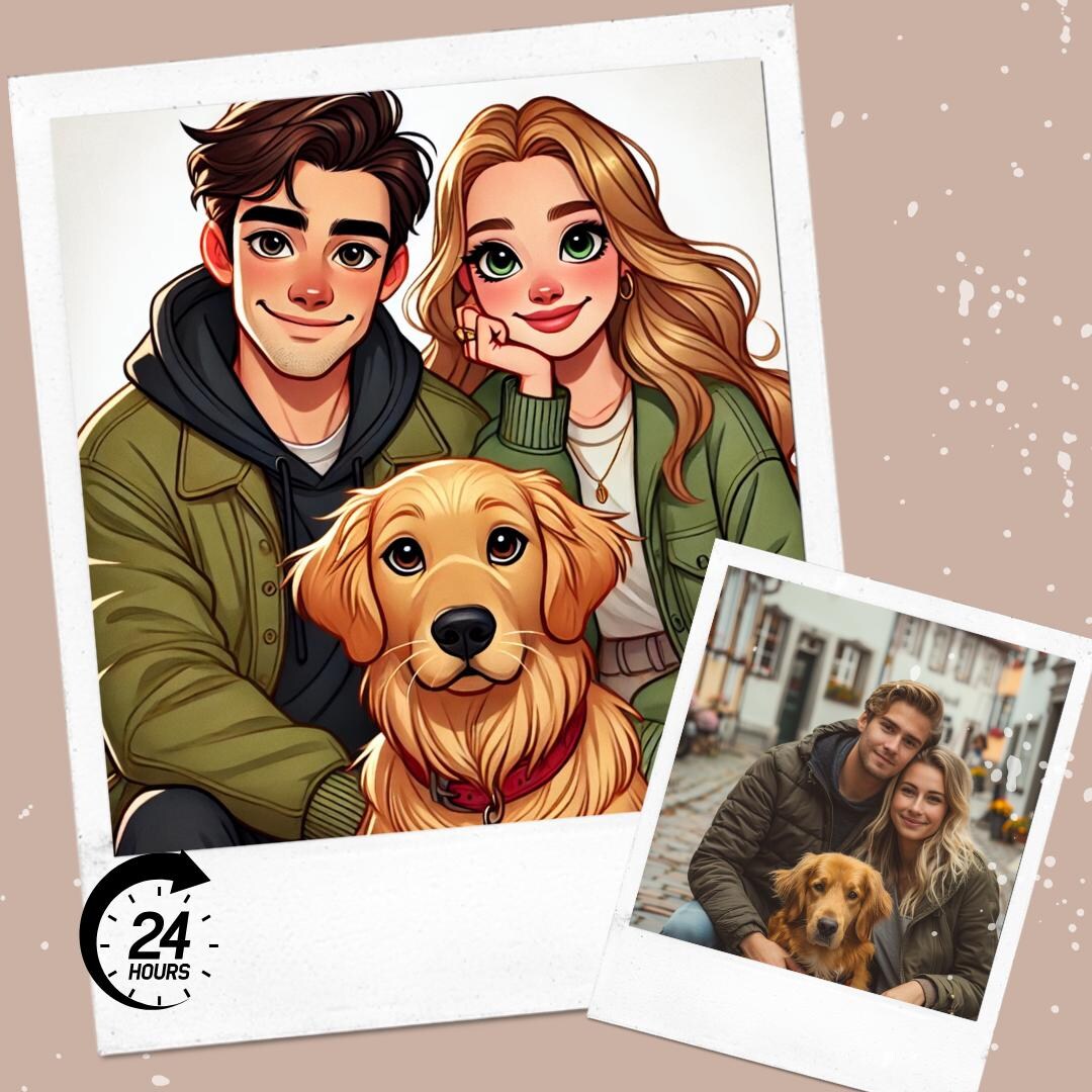 Personalized Cartoon Drawing, Digital Portrait From Photo, Funny Couple ...