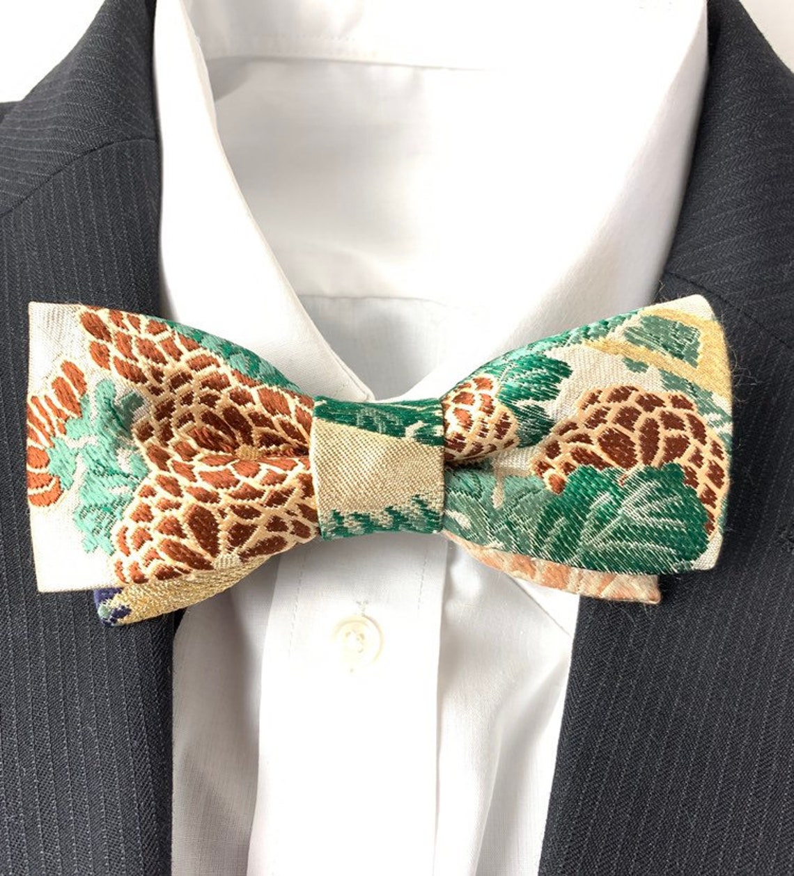 Obi Bow Tie, Kimono Silk Bowtie , Kimono Tie ,gold Bowtie, Japanese ...