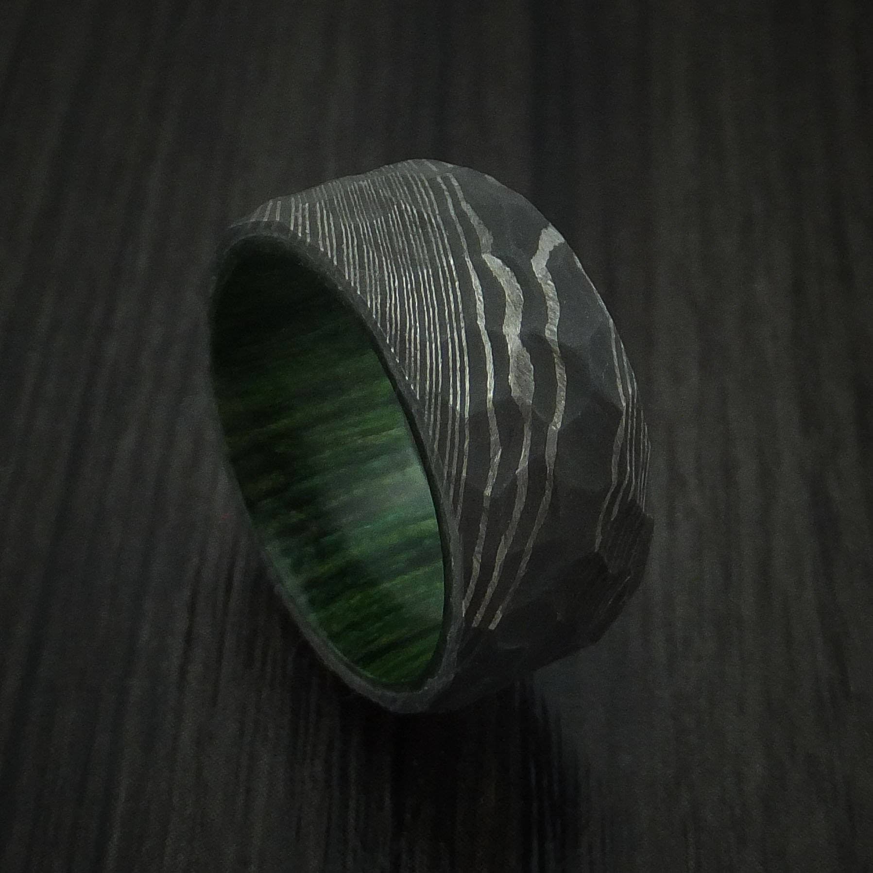 Damascus Steel Rock Hammer Ring With Jade Wood Sleeve Custom - Etsy