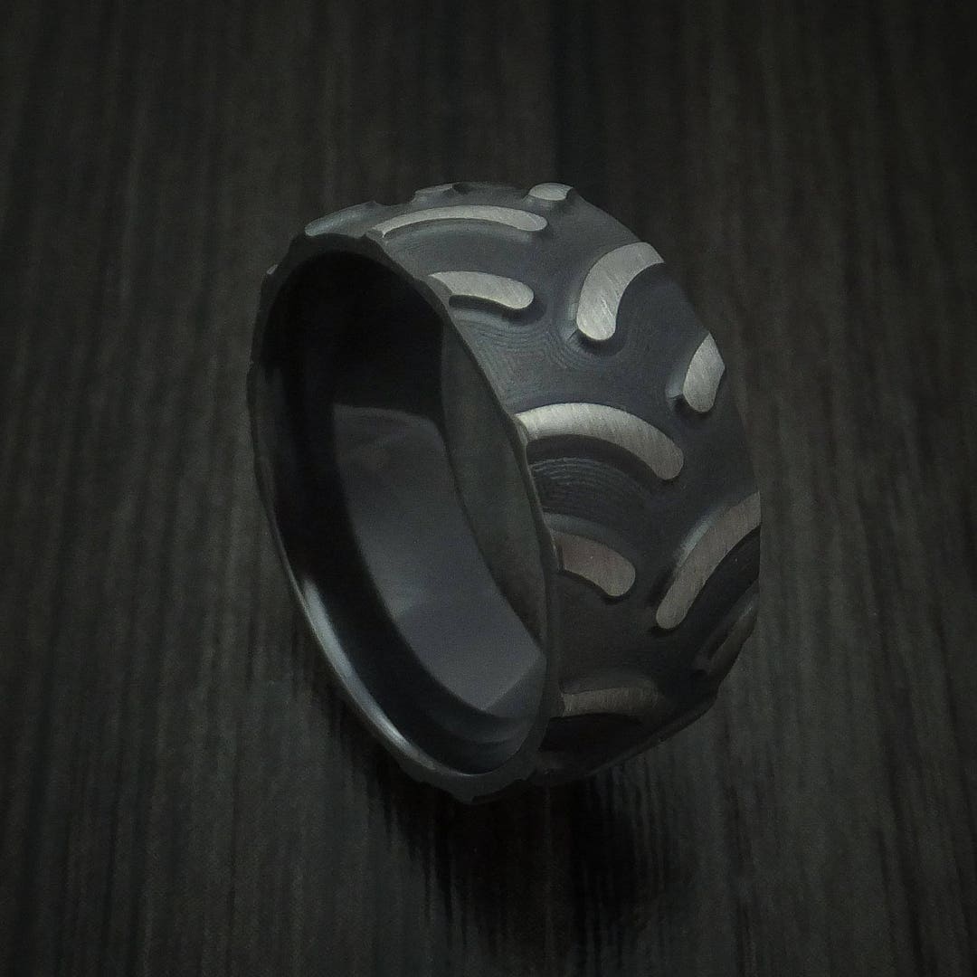 Black Zirconium Tractor Tire Tread Ring Custom Made Band - Etsy