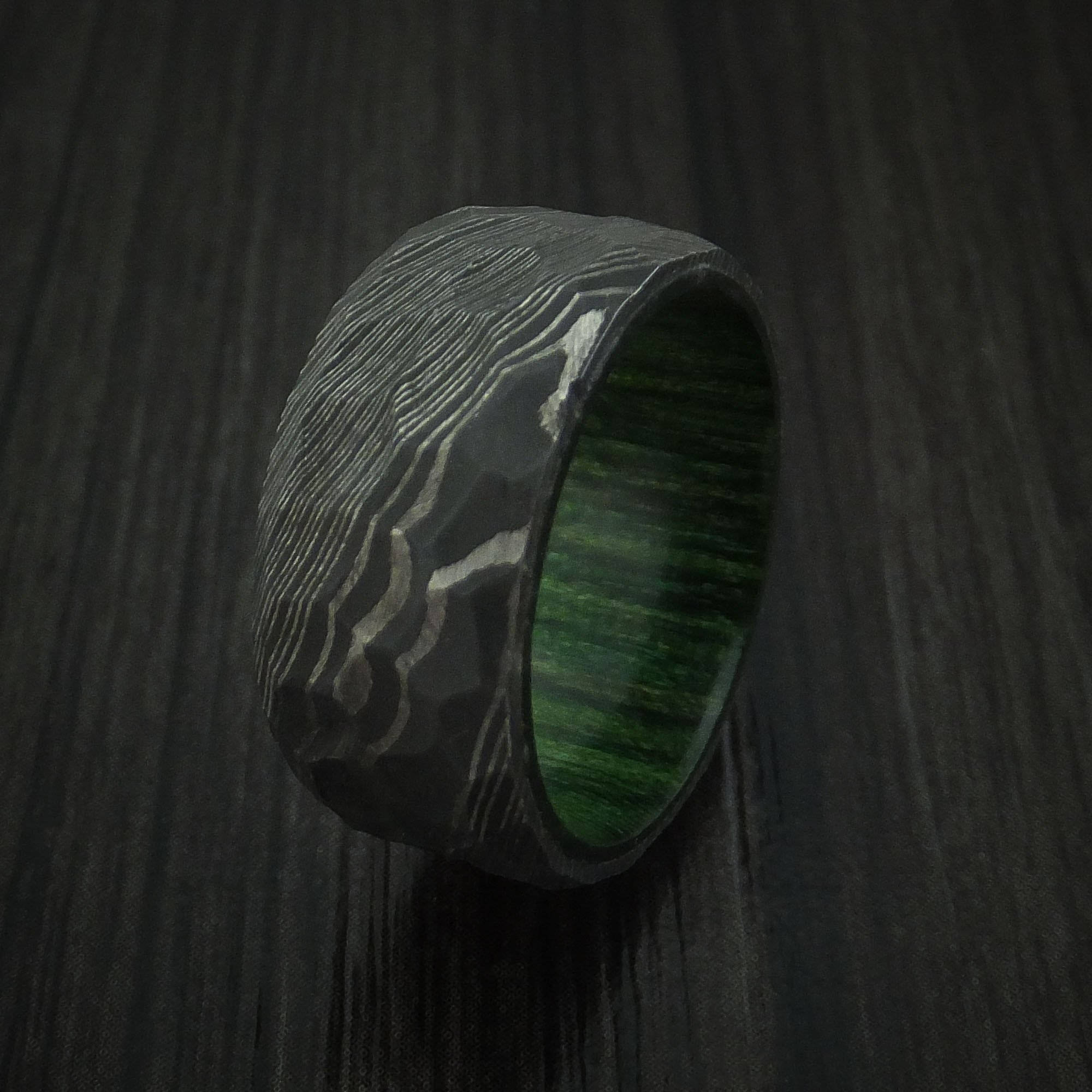 Damascus Steel Rock Hammer Ring With Jade Wood Sleeve Custom - Etsy
