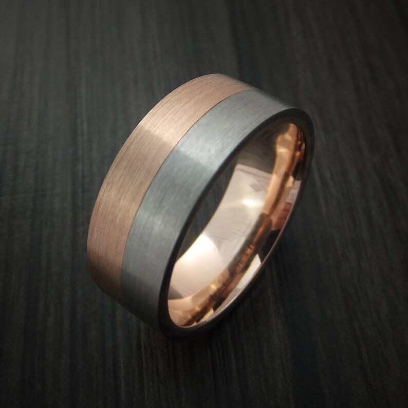 Titanium and Gold Ring Style With Solid 14k Rose Gold Inner Sleave ...