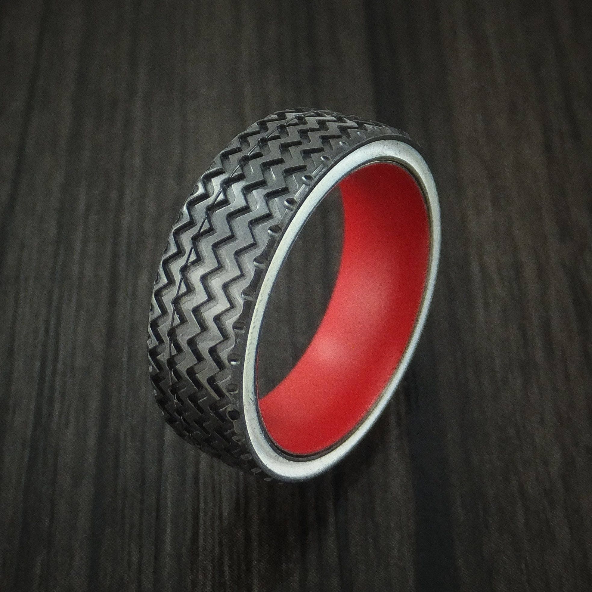 Black Zirconium Hot Rod White Wall Tire Spinner Ring With - Etsy