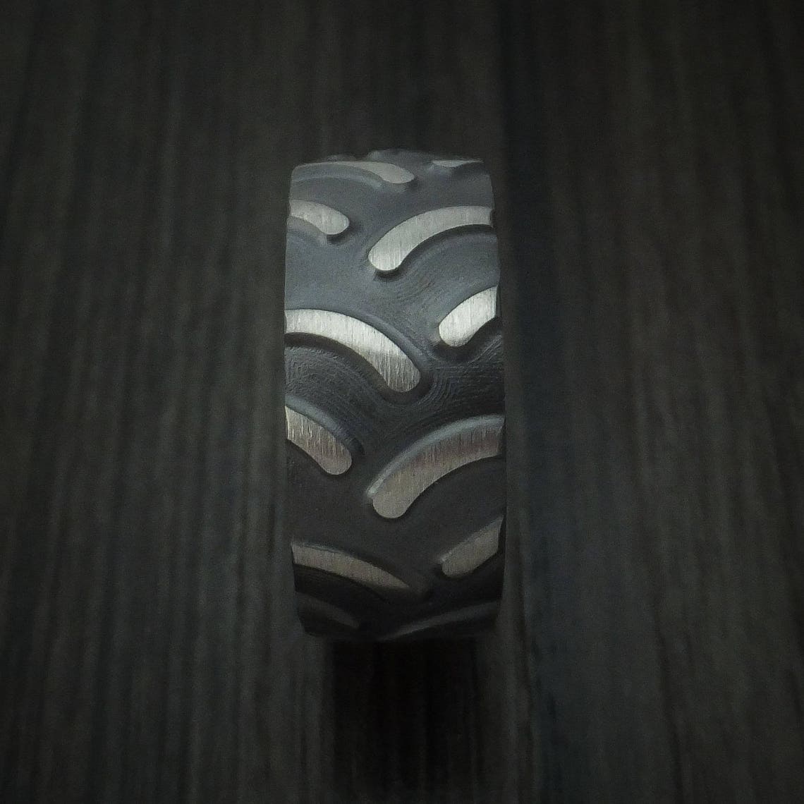 Black Zirconium Tractor Tire Tread Ring Custom Made Band - Etsy