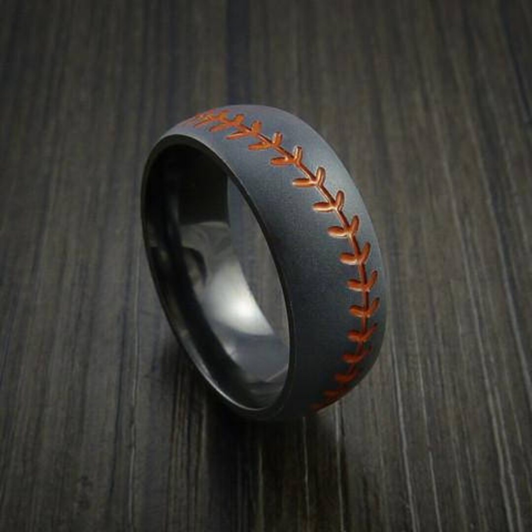 Black Zirconium Baseball Ring With Bead Blast Finish - Etsy