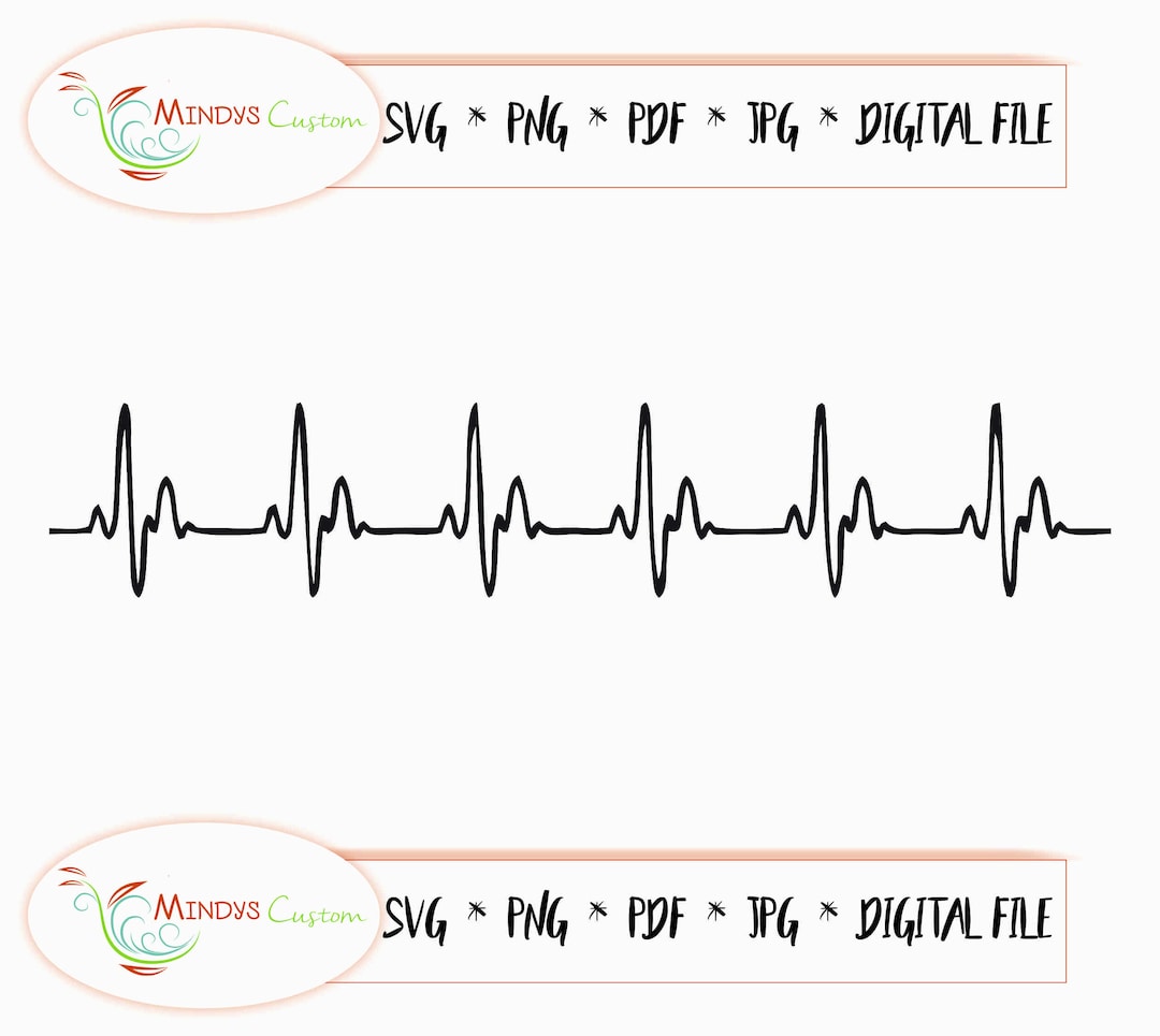 Heartbeat Line Svg Valentine's Heartbeat Line Cutting File Heart Beat ...
