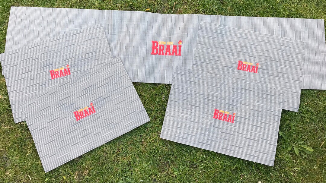 Kom Ons Braai Embroidered Place Mats and Table Runner Set. South ...