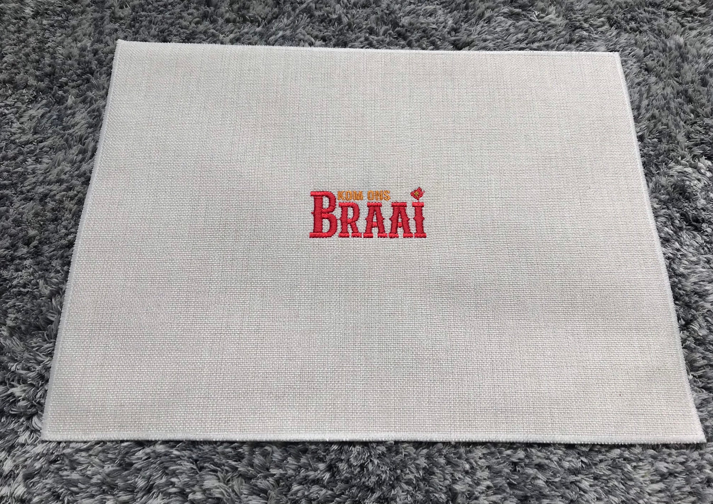 Kom Ons Braai Embroidered Place Mat. South African Gift. Linen Place ...