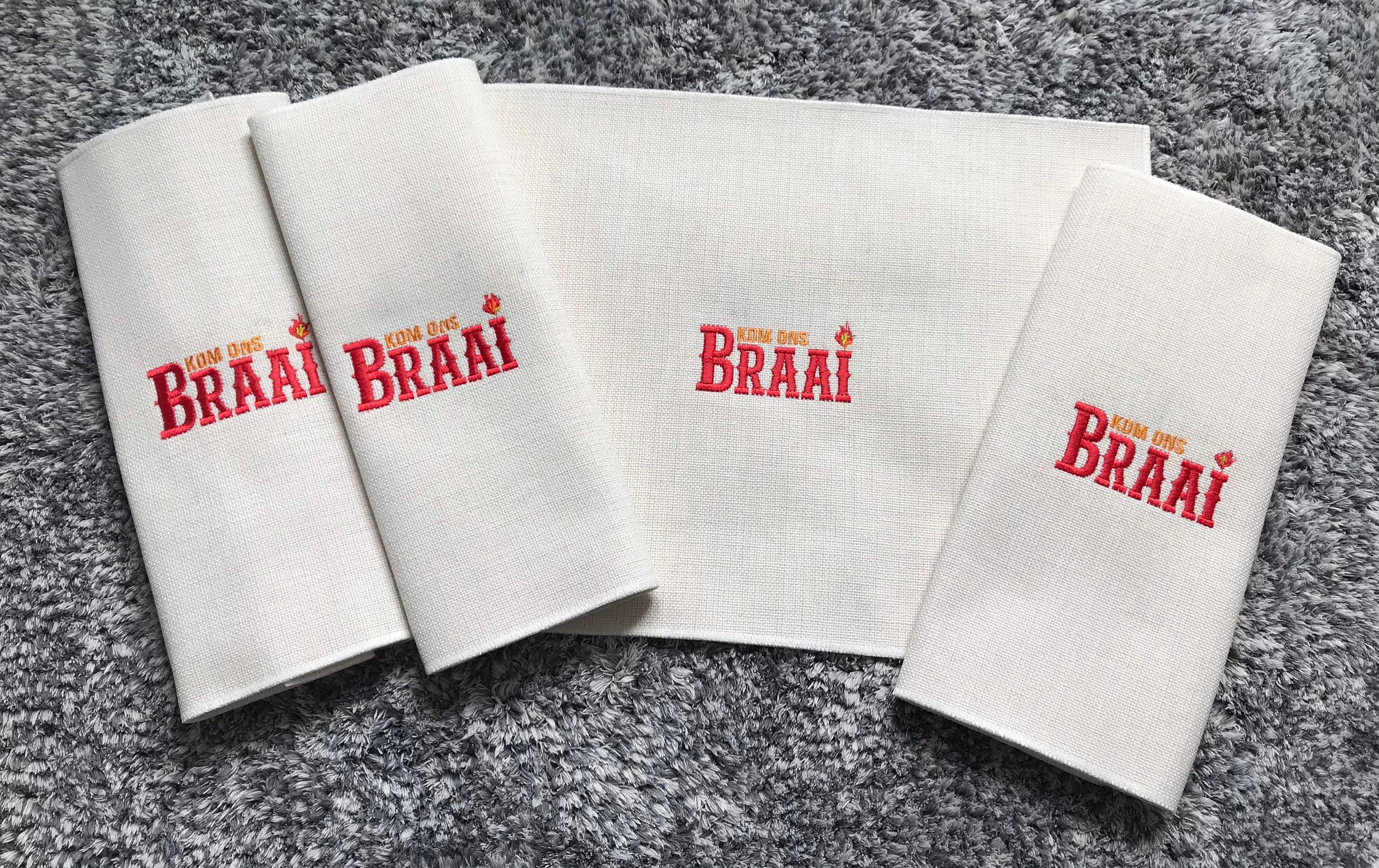 Kom Ons Braai Embroidered Place Mat. South African Gift. Linen Place ...