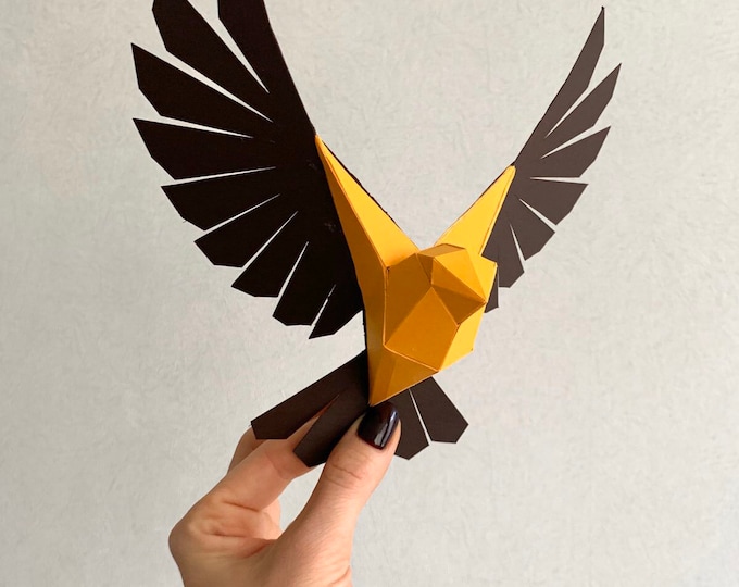 Sparrow Make Your Own Low Poly Bird on Fly, Geometric Bird, Paper ...