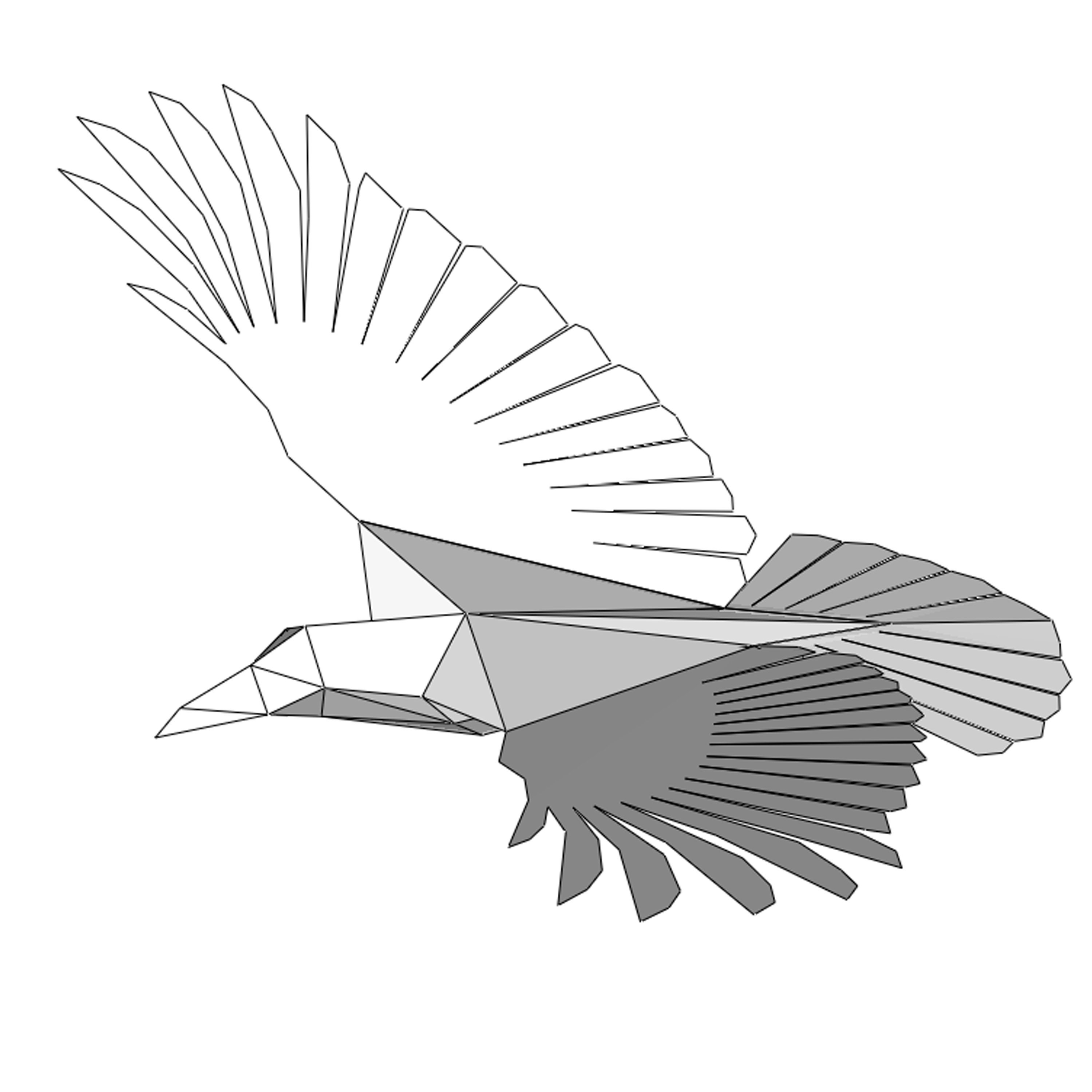 Crow - Make Your Own Low Poly Bird on Fly, Geometric Bird, Paper ...