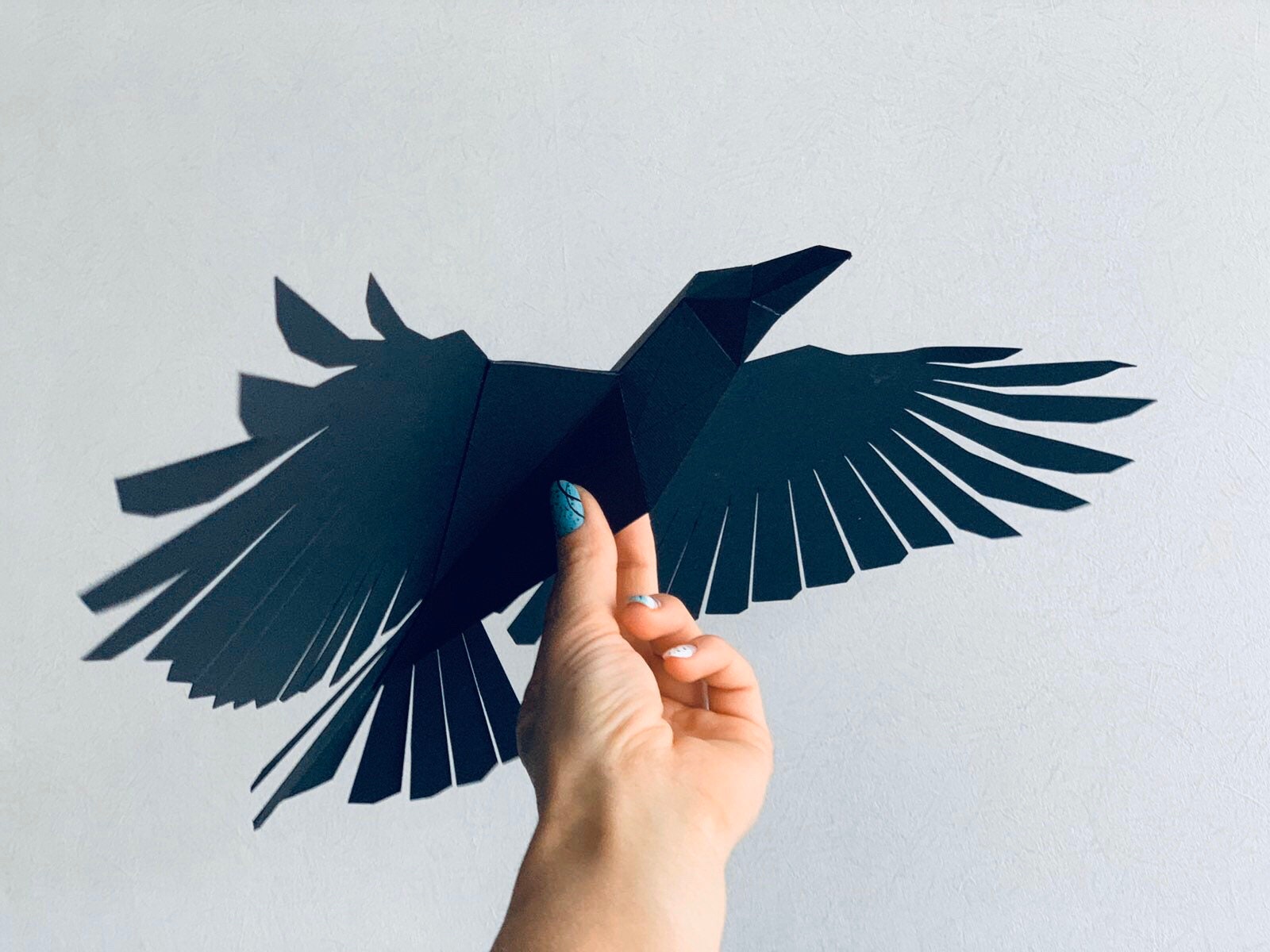 Crow Make Your Own Low Poly Bird on Fly Geometric Bird - Etsy Australia