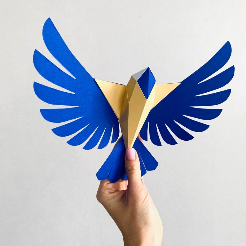 Blue Tit Papercraft Bird – Low Poly Geometric Sculpture (PDF Template ...