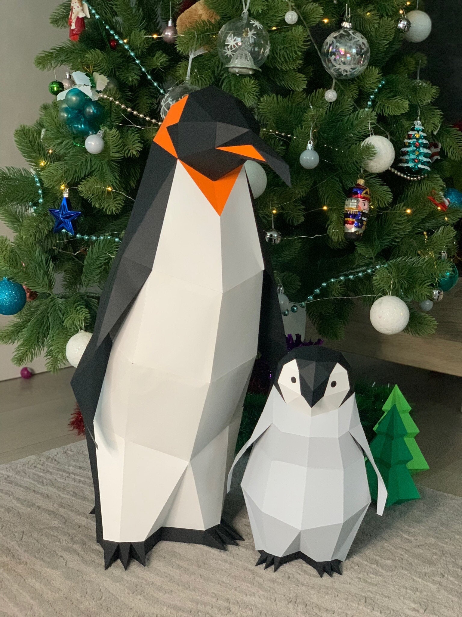 Emperor Penguin Family Papercraft: Low Poly DIY Sculpture (PDF Template ...