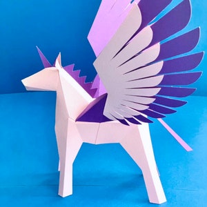 Pegasus / Unicorn - Make Your Own 3D Paper Toy, Medieval Party ...