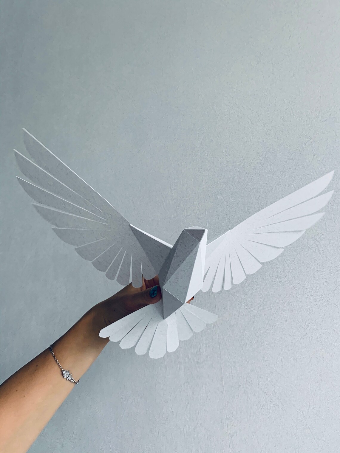 Dove Make your own Low poly bird on fly Geometric bird | Etsy