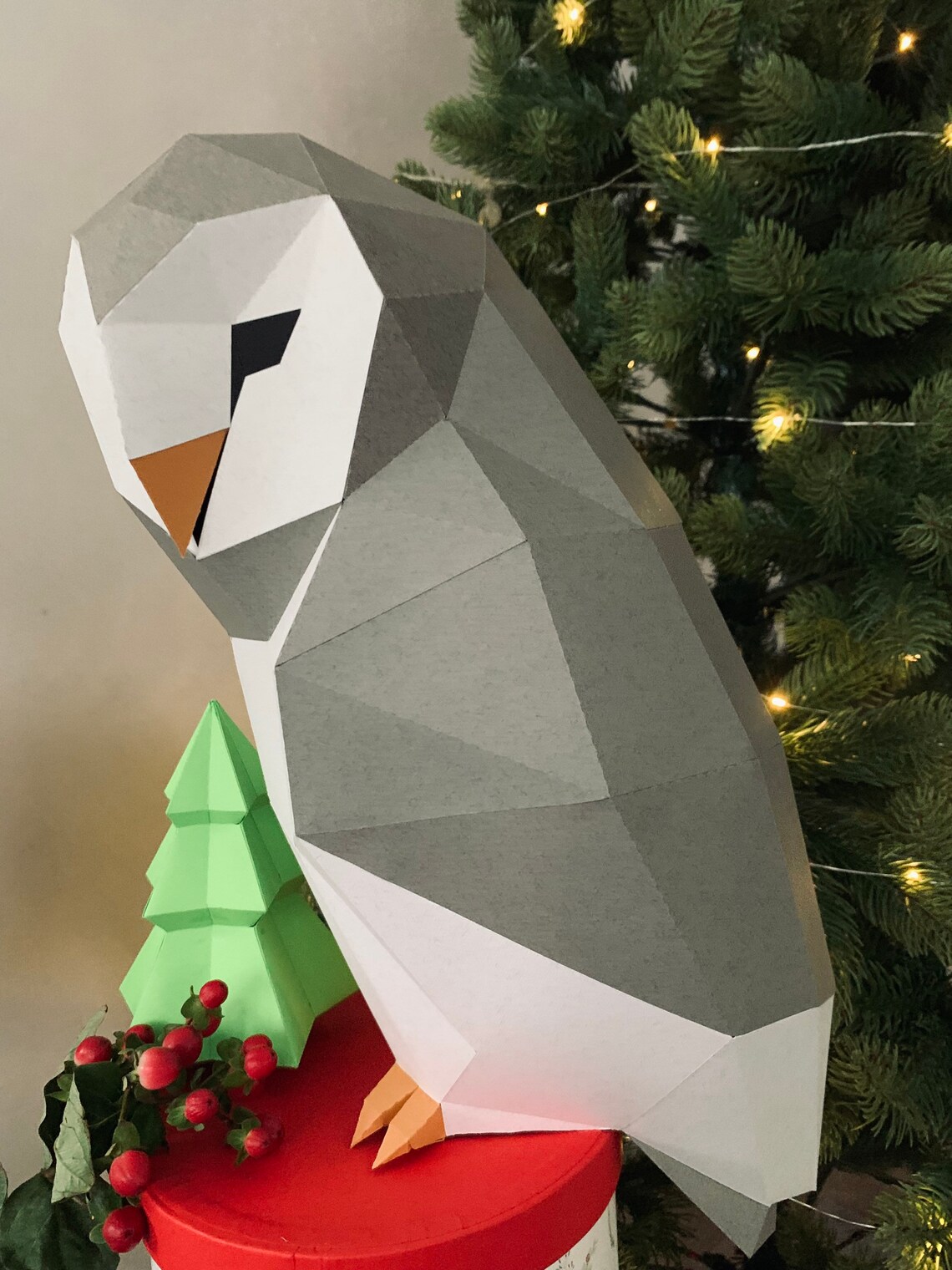 Barn Owl size L Low Poly Papercraft Sculpture Digital - Etsy