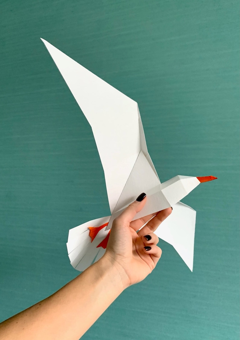 Low Poly Seagull Papercraft: DIY Geometric Bird Sculpture (PDF Template ...