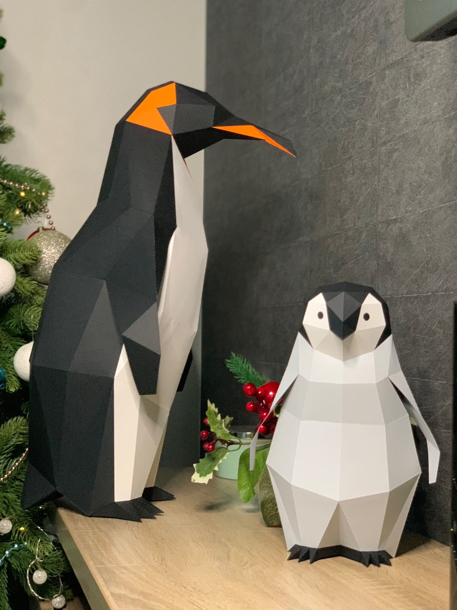 Emperor Penguin Family Papercraft: Low Poly DIY Sculpture (PDF Template ...