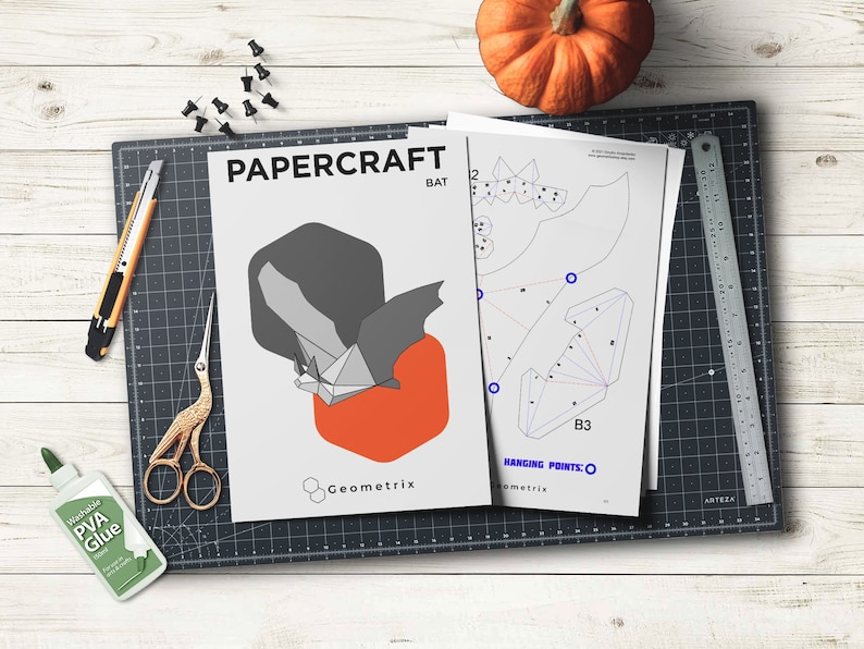 Bat PDF Papercraft Template Halloween Decor DXF and SVG - Etsy