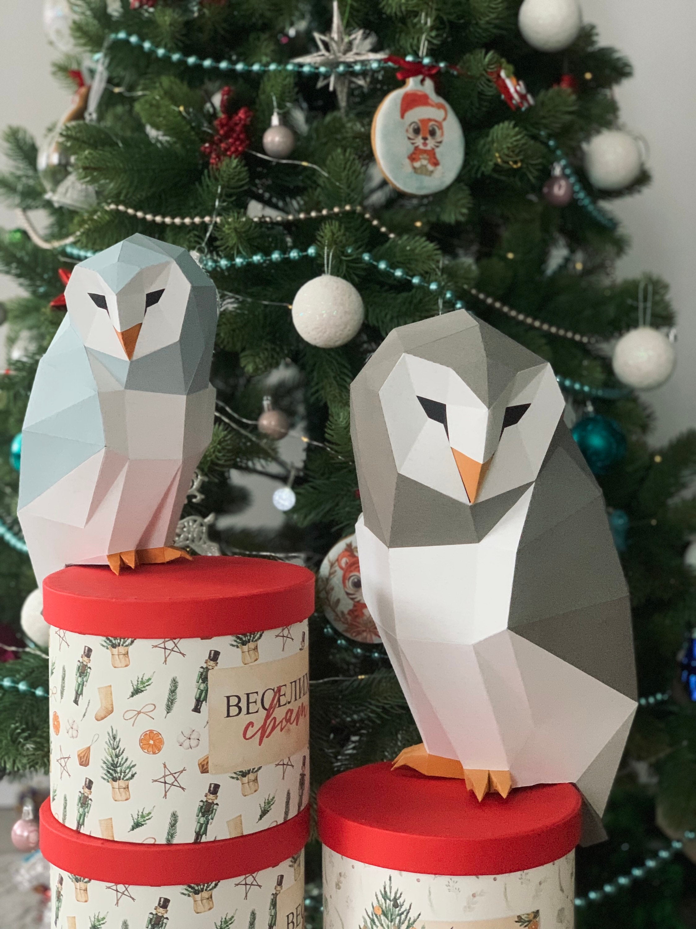 Barn Owl Two Sizes S L Low Poly Papercraft Sculpture | Etsy