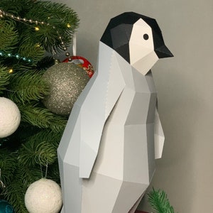 Emperor Penguin Chick Papercraft: Low Poly 3D Sculpture (PDF Template ...