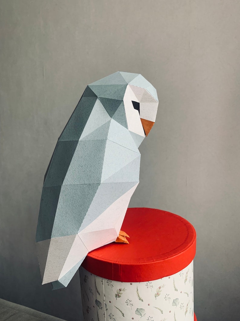 Barn Owl (size S) - Low Poly, Papercraft Sculpture, Digital Download ...