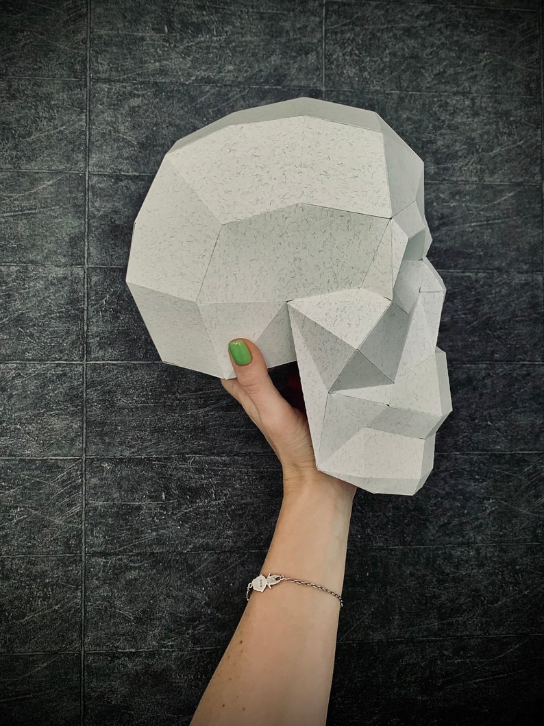 Skull Low Poly Papercraft 3d Model PDF Template - Etsy