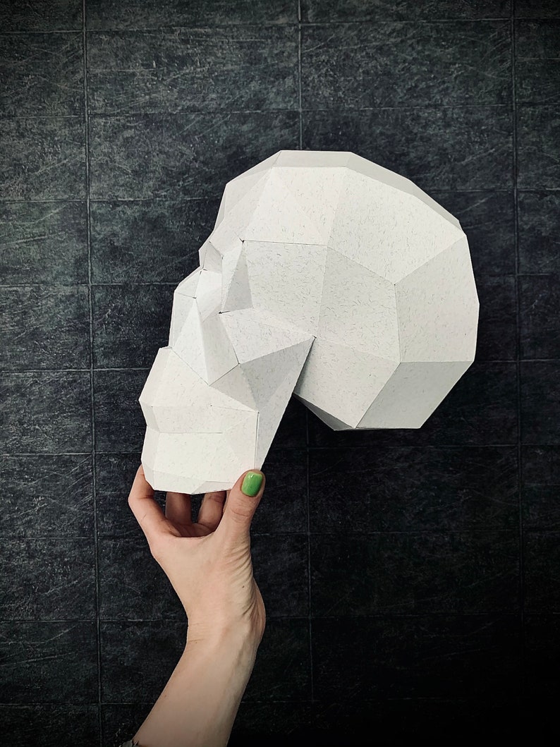Skull Low Poly Papercraft 3d Model PDF Template - Etsy
