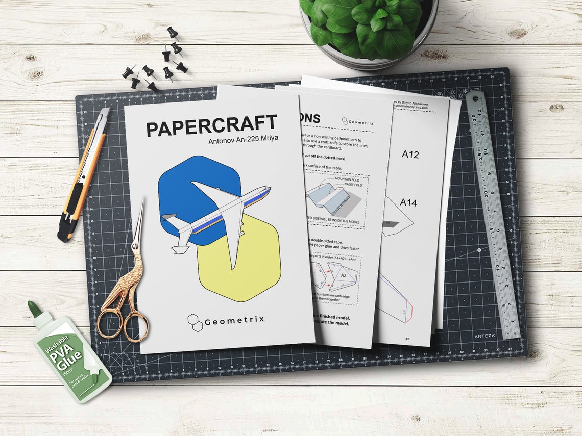 An-225 Mriya Papercraft Model: Low Poly Paper Plane (PDF Template) - Etsy