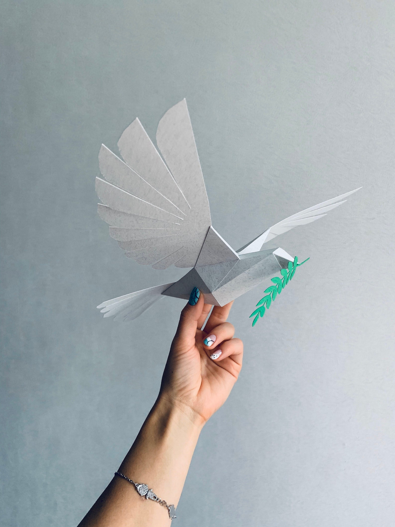 Dove Make Your Own Low Poly Bird on Fly Geometric Bird - Etsy