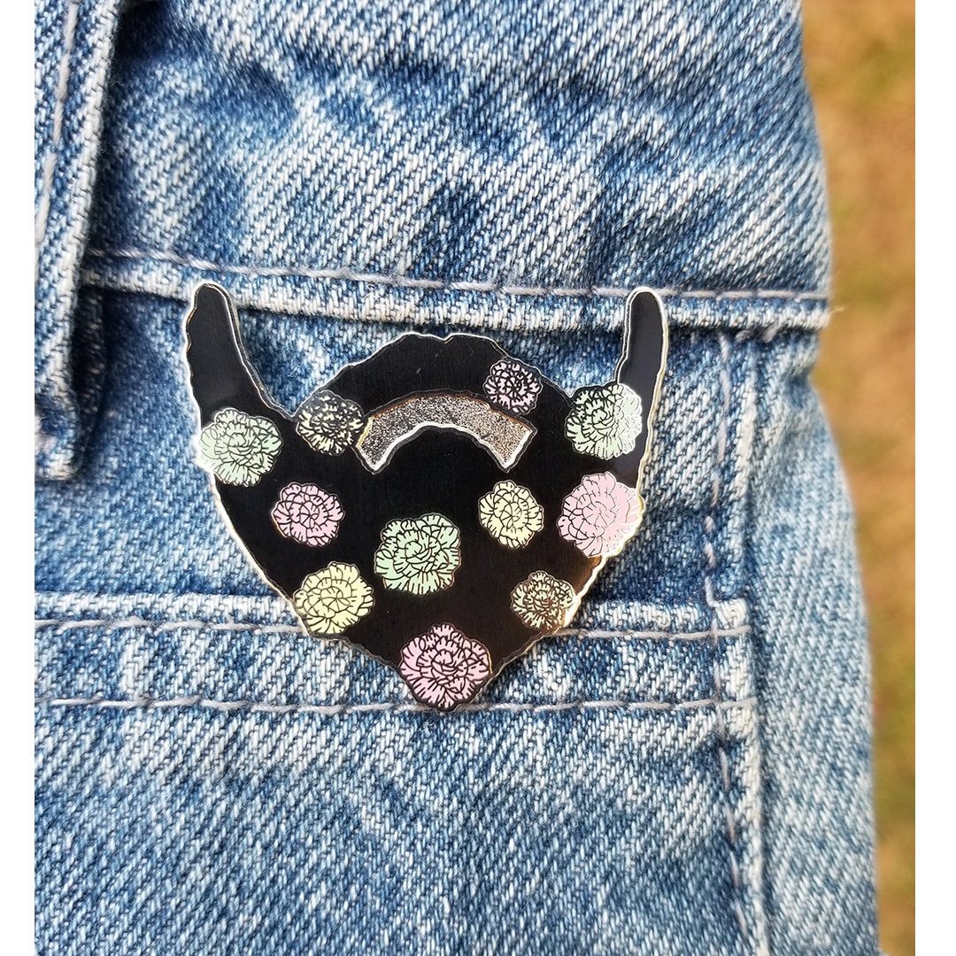 Floral Beard Enamel Pin - Cool Toned - Etsy