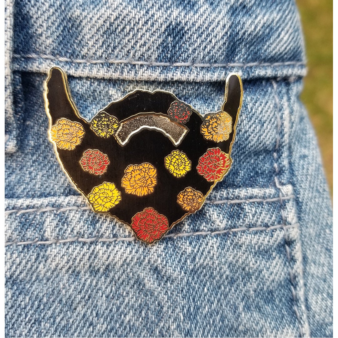 Floral Beard Enamel Pin - Warm Tone - Etsy