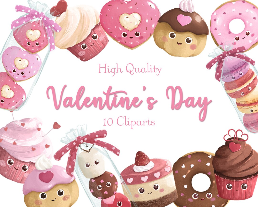 Cute Valentine Cliparts • Sweet Food Stickers • Valentine Present PNG ...