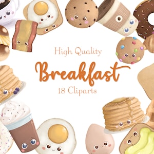 Cute Breakfast Cliparts • Food Stickers • Breakfast Food PNG • Cozy ...
