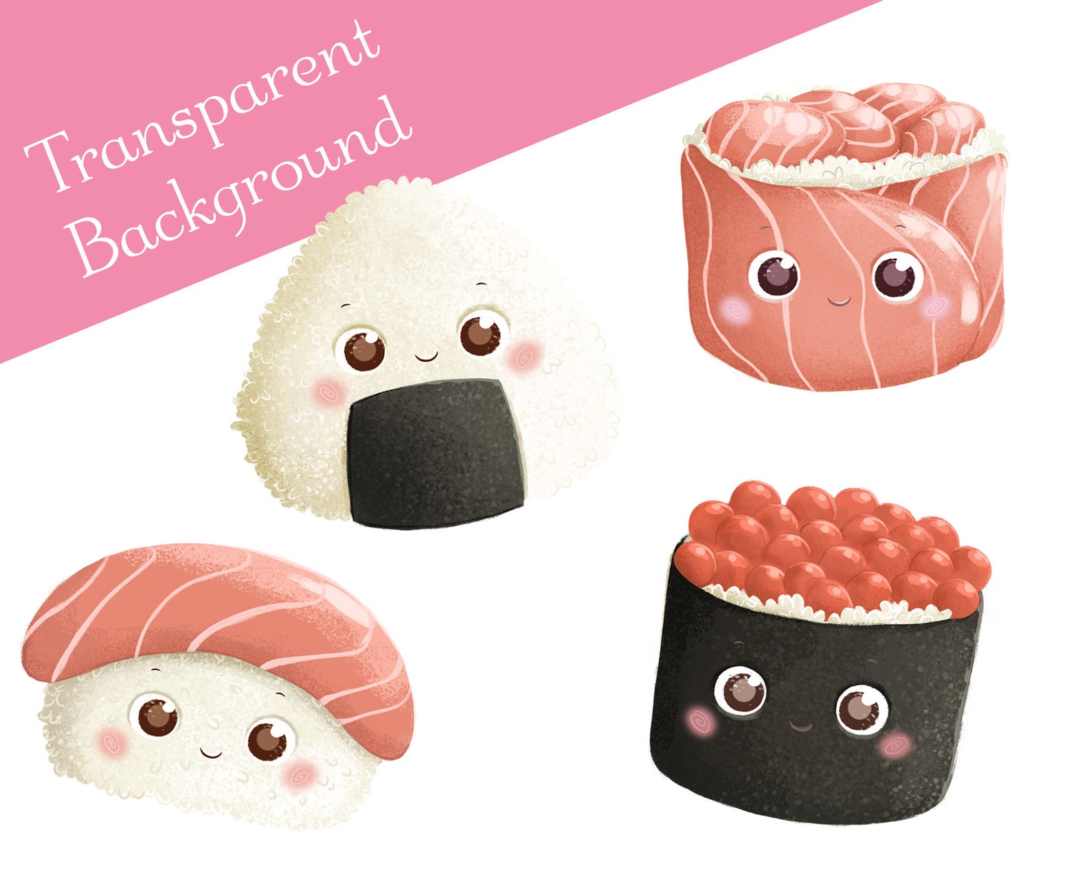 Cute Sushi Maki Cliparts • Food Stickers • Japanese Food PNG • Comfort ...