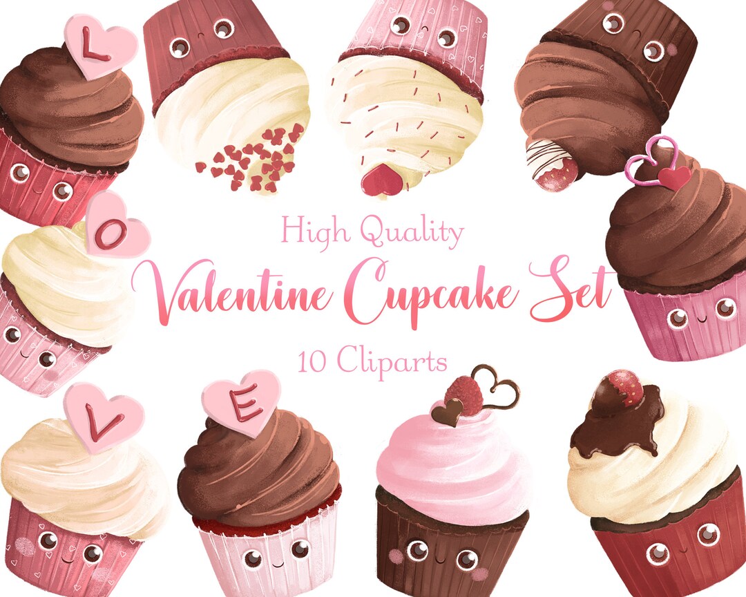 Valentine Cupcakes Cliparts • Sweet Food Stickers • Valentine Present ...