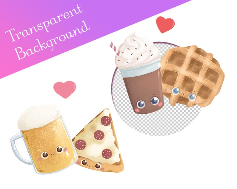 Kawaii Food Pairs Cliparts Cute Food Stickers Romantic Food PNG Comfort ...