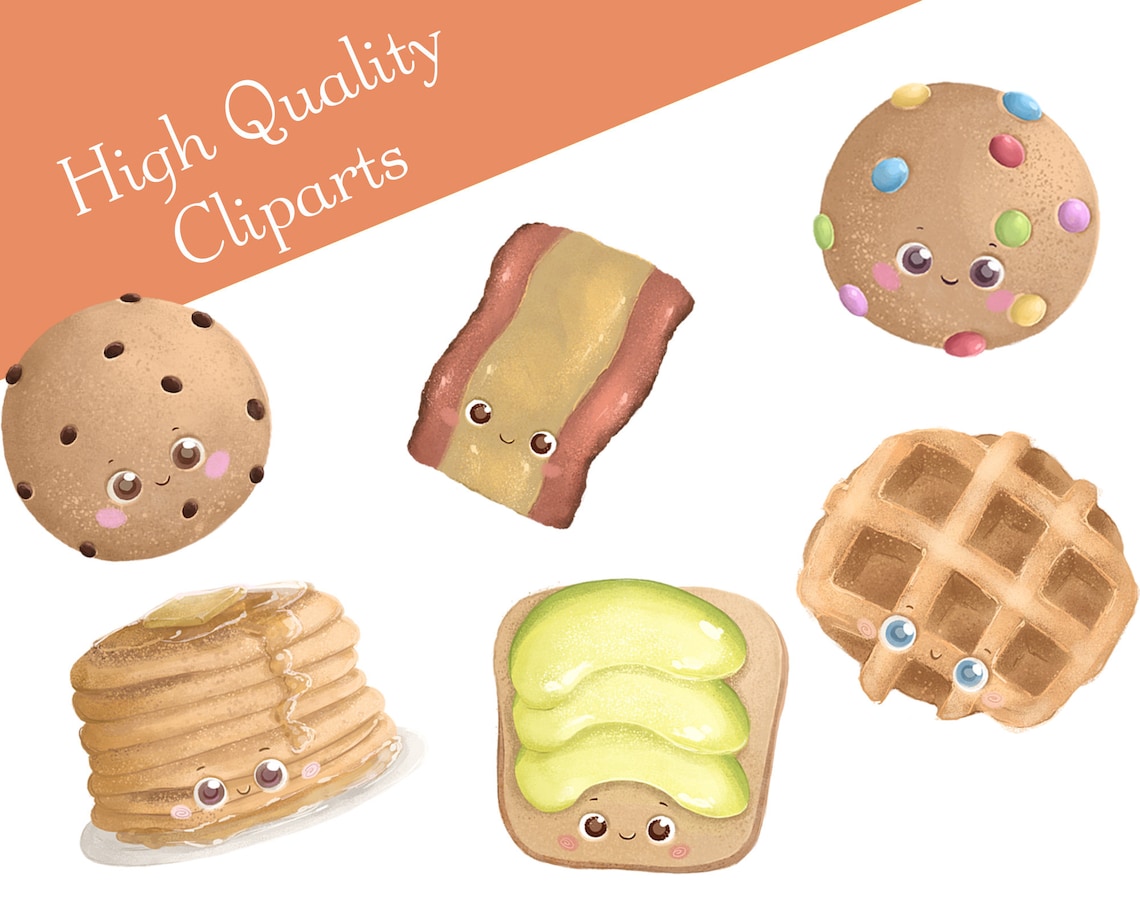 Cute Breakfast Cliparts • Food Stickers • Breakfast Food PNG • Cozy ...