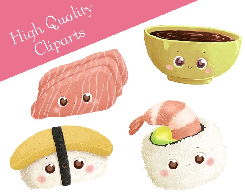 Cute Japanese Food Cliparts Food Stickers Sushi Maki PNG Comfort Food ...