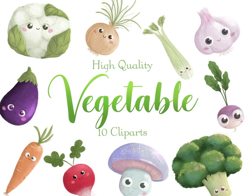 Cute Vegetable Cliparts Healthy Food Stickers Veggie Food PNG Freshly ...
