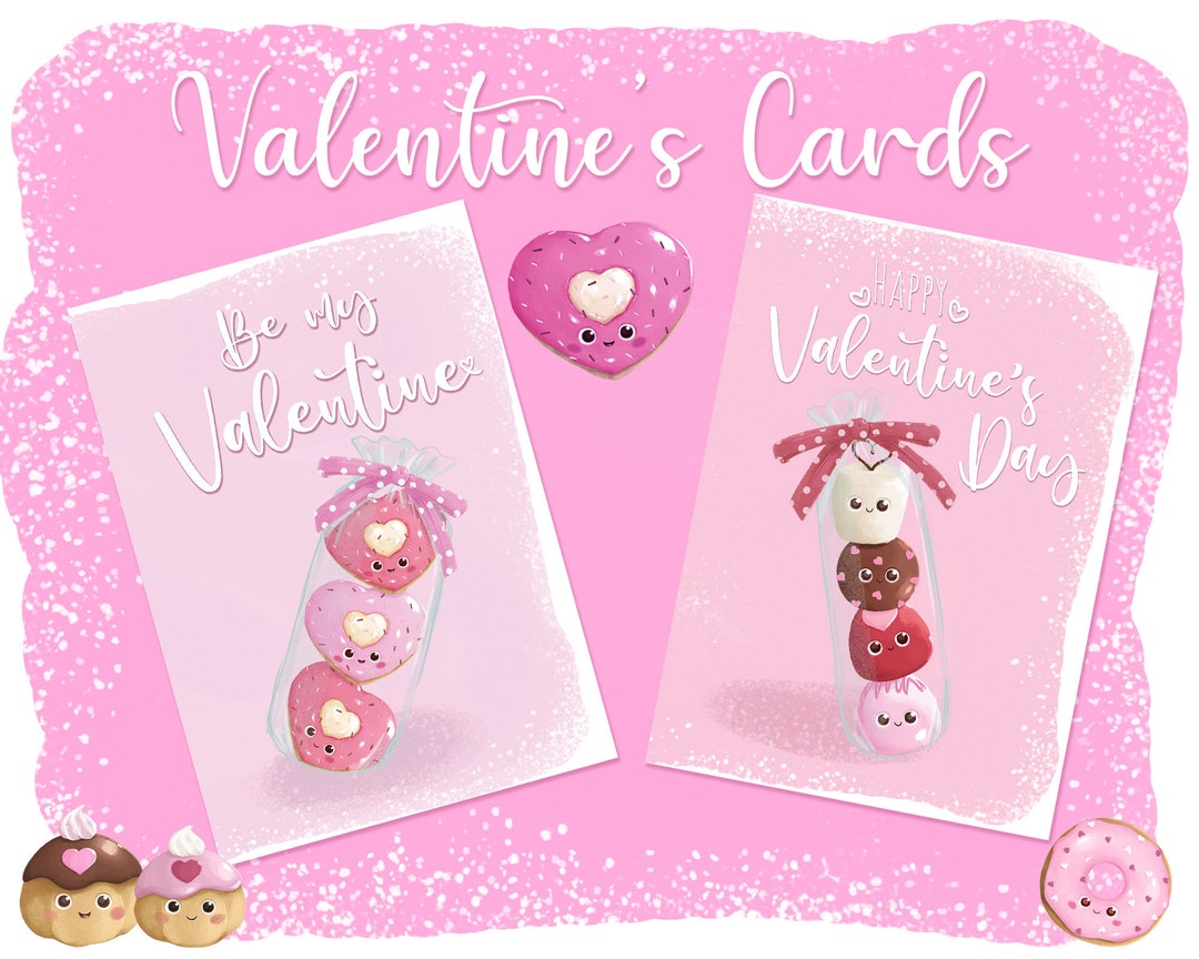 Digital Valentine Cards Printable Valentine's Day Cards Download Set of ...