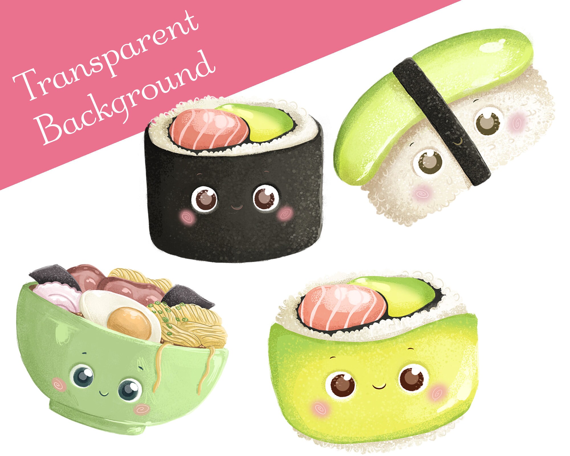 Cute Japanese Food Cliparts Food Stickers Sushi Maki PNG Comfort Food ...