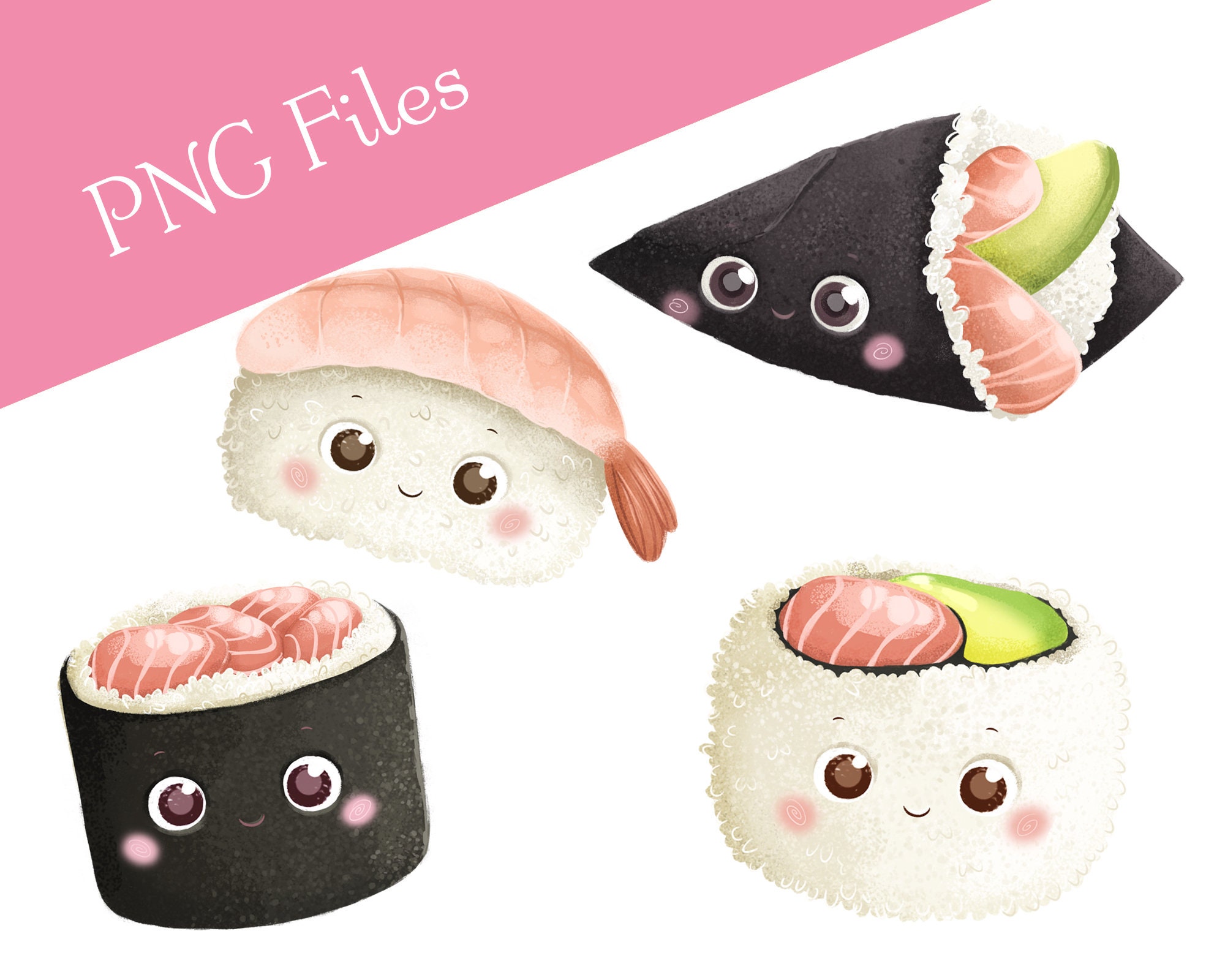 Cute Sushi Maki Cliparts • Food Stickers • Japanese Food PNG • Comfort ...