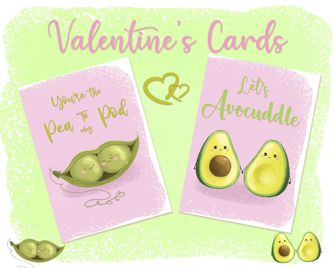 Digital Valentine Cards Printable Valentine's Day Cards Download Set of ...