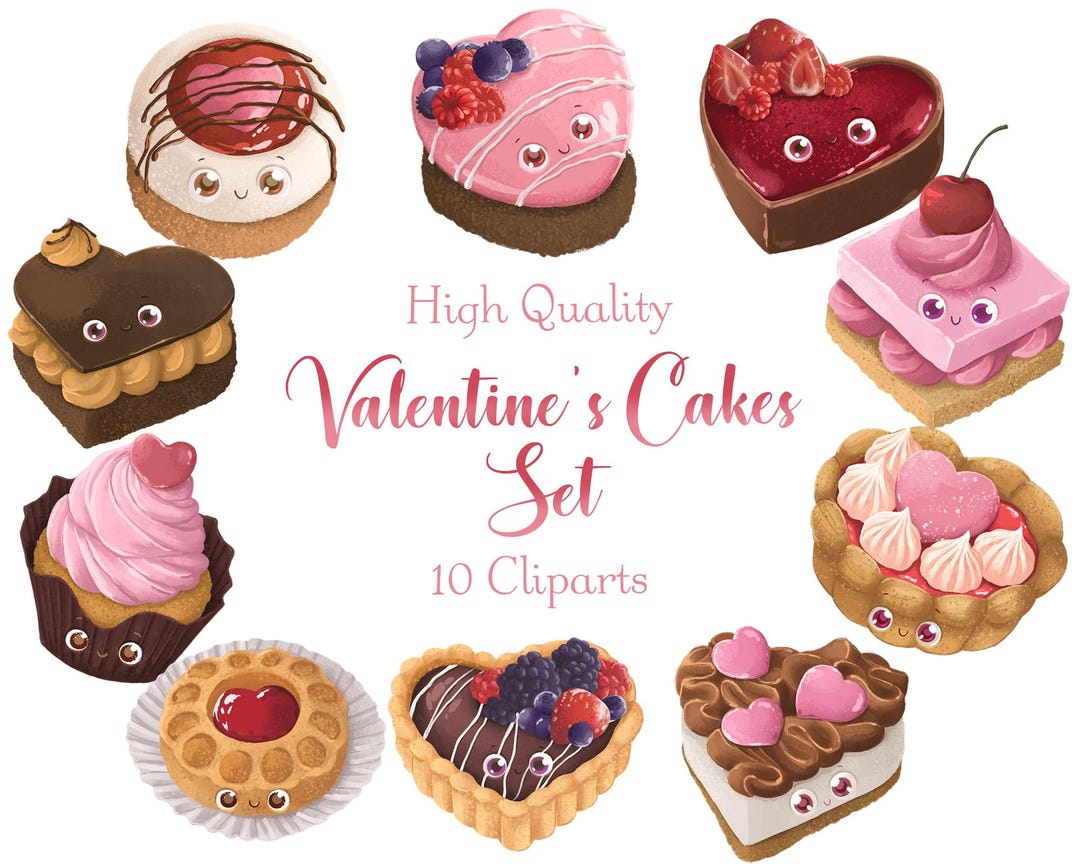 Cute Valentine Cliparts • Sweet Food Stickers • Valentine Pastry PNG ...