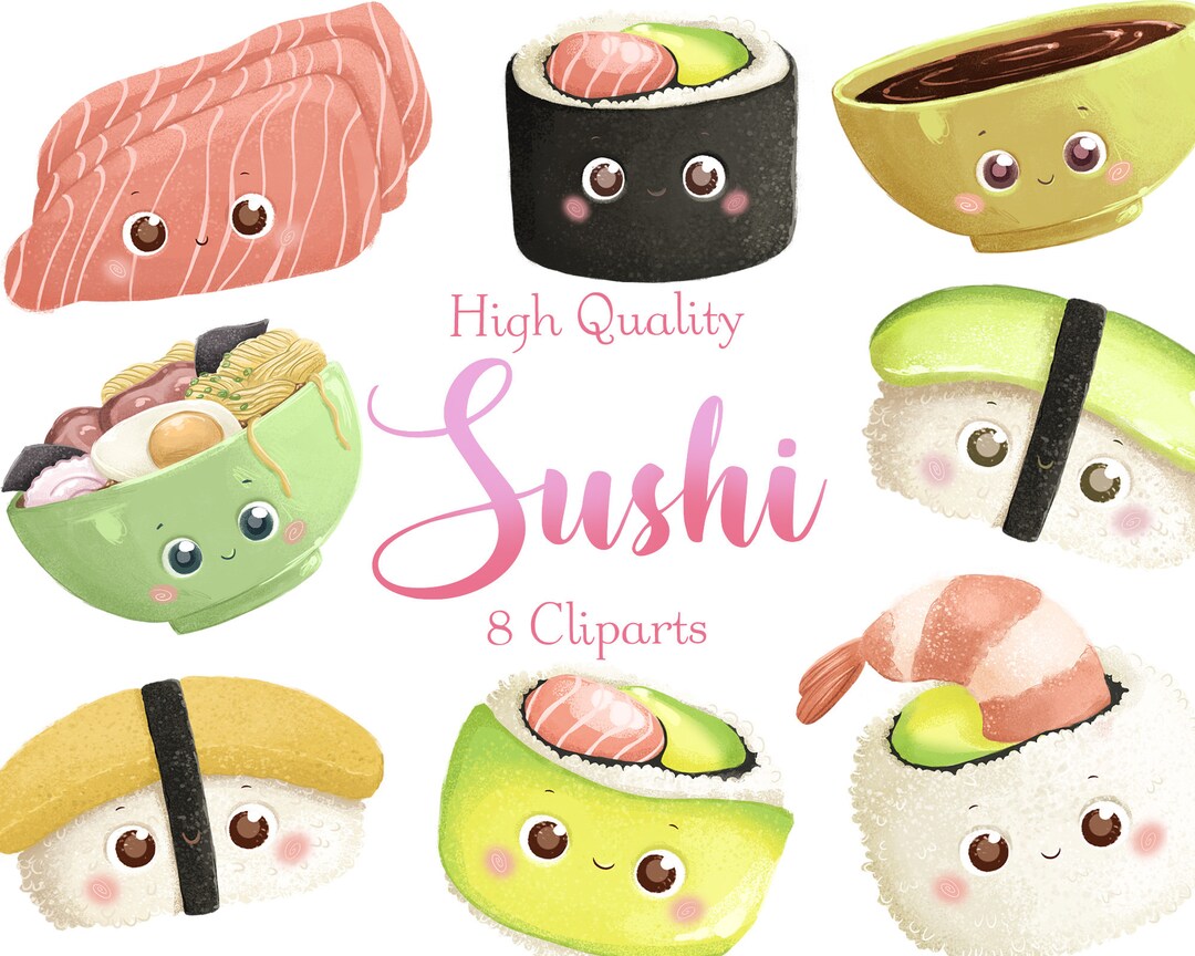 Cute Japanese Food Cliparts • Food Stickers • Sushi Maki PNG • Comfort ...