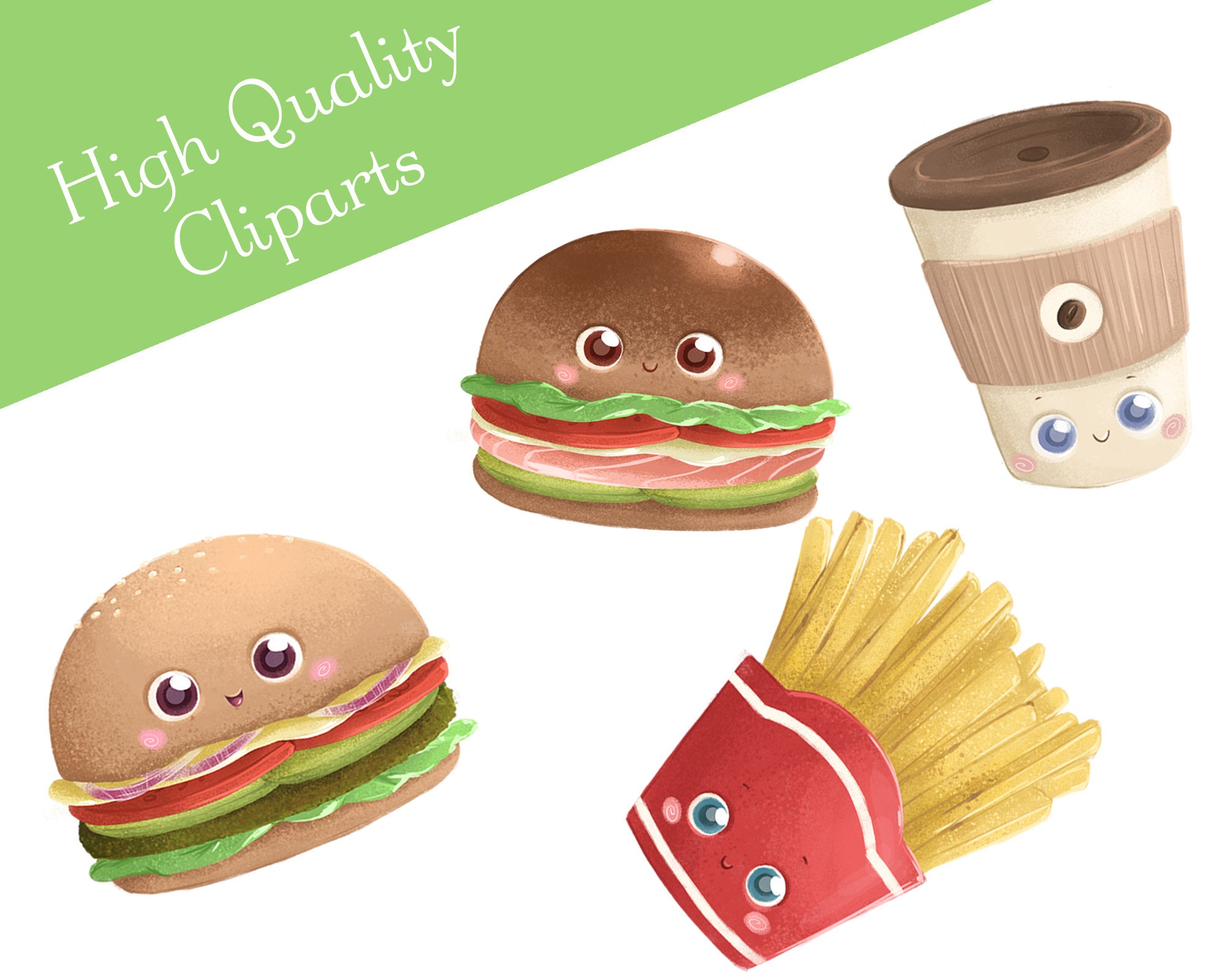 Cute Fast Food Cliparts • Kawaii Food Stickers • Junk Food PNG ...