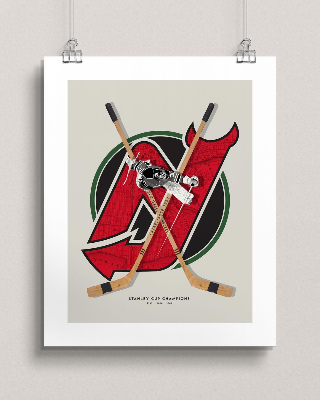 New Jersey Devils Wall Art – Vintage-style NHL Poster – Hockey Decor ...