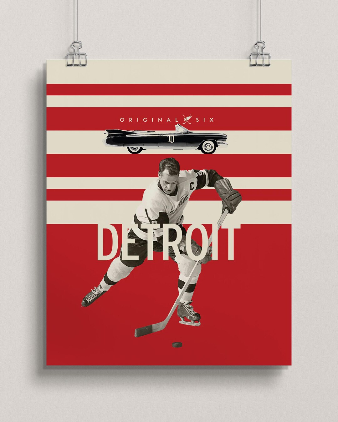 Detroit Red Wings Wall Art – Original Six NHL Poster – Vintage Hockey ...